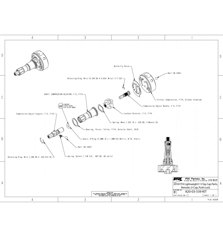 Kit Remoto FOX FIT4 Topcap 2 position 2018+ Push-Lock PTL